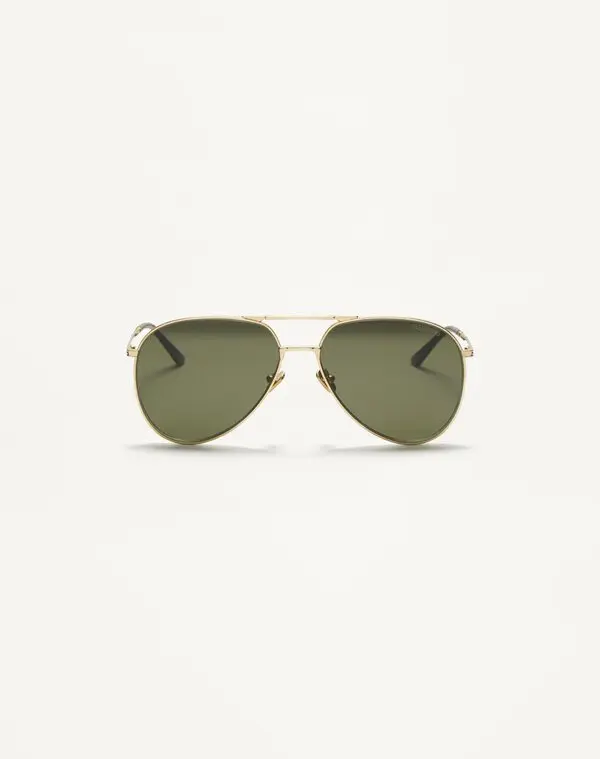 Valentino Garavani Metal Aviator Sunglasses - Gold/green
