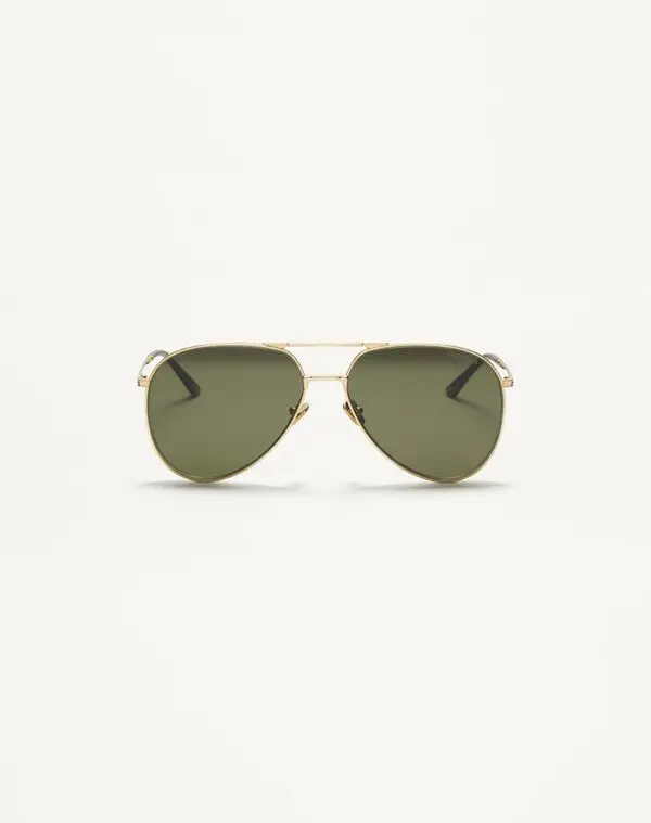 Valentino Garavani Metal Aviator Sunglasses - Gold/green