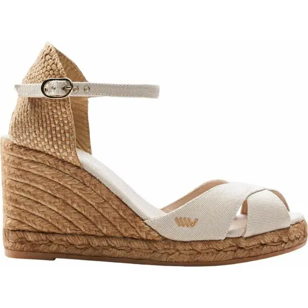 VISCATA Aiguablava Canvas Espadrille Sandal Wedges - Beige