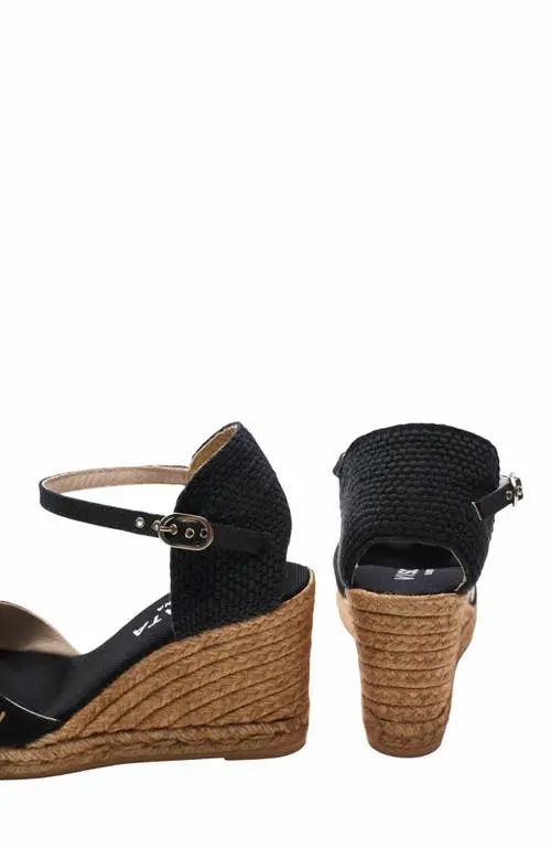 VISCATA Aiguablava Canvas Espadrille Wedge Sandals - Black