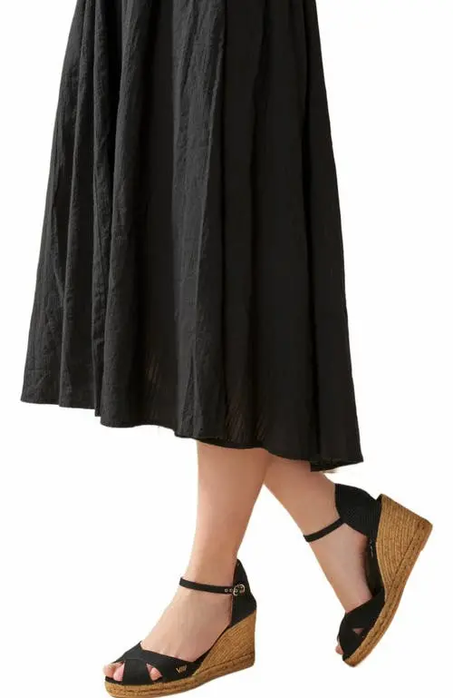 VISCATA Aiguablava Canvas Espadrille Wedge Sandals - Black