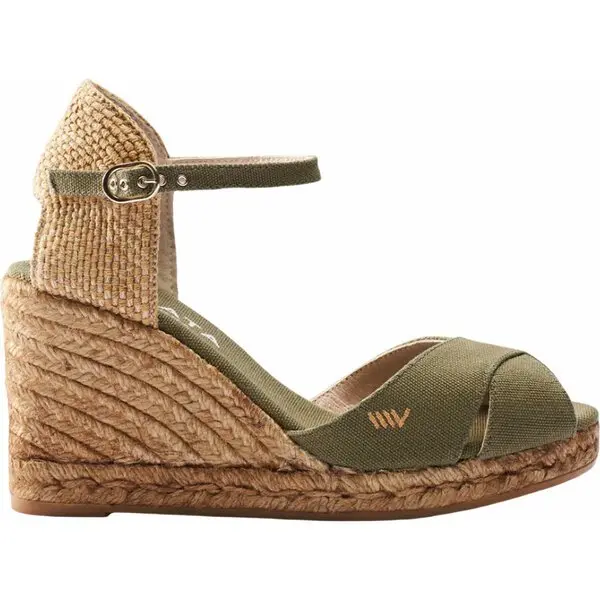 VISCATA Aiguablava Canvas Espadrille Wedges - Olivegreen