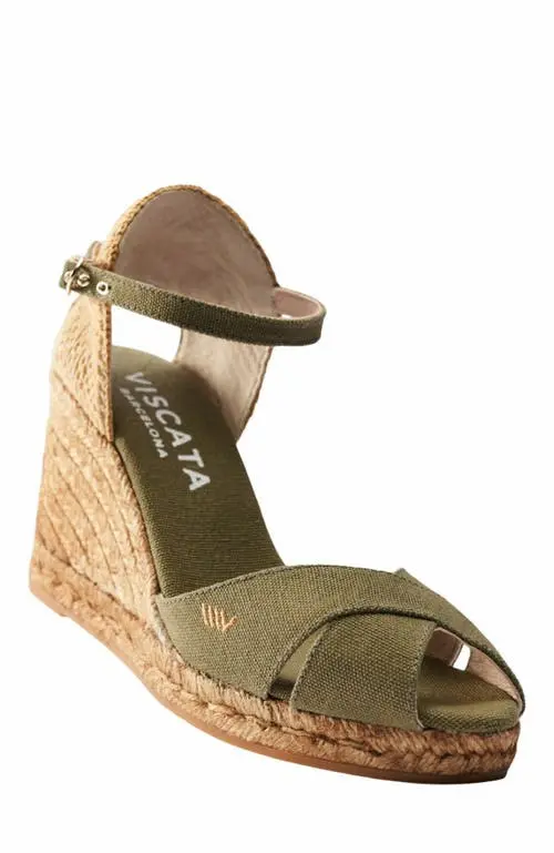 VISCATA Aiguablava Canvas Espadrille Wedges - Olivegreen