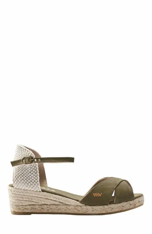 VISCATA Salina Canvas Espadrille Sandal Wedges - Olive