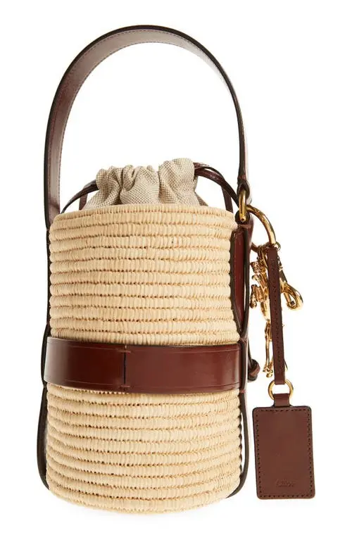 Chloé Small Kerala Straw And Leather Bucket Bag