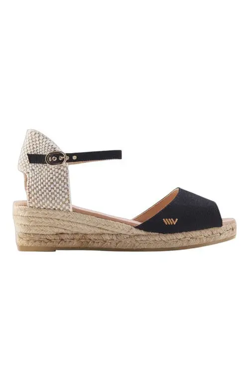 VISCATA Cavall Canvas Espadrille Wedge Sandals - Black