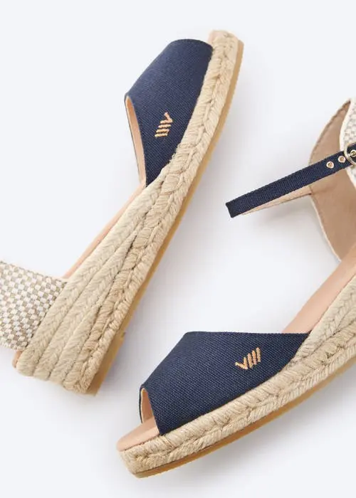VISCATA Cavall Canvas Espadrille Wedge Sandals - Navy