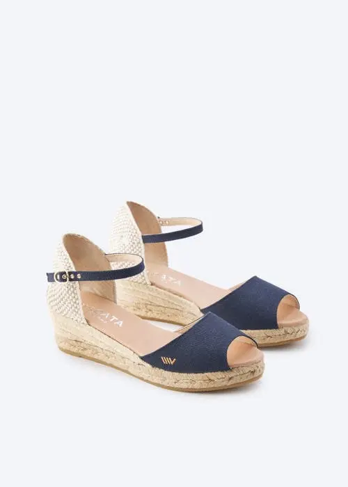 VISCATA Cavall Canvas Espadrille Wedge Sandals - Navy