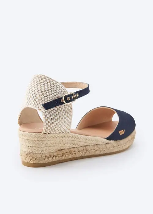 VISCATA Cavall Canvas Espadrille Wedge Sandals - Navy