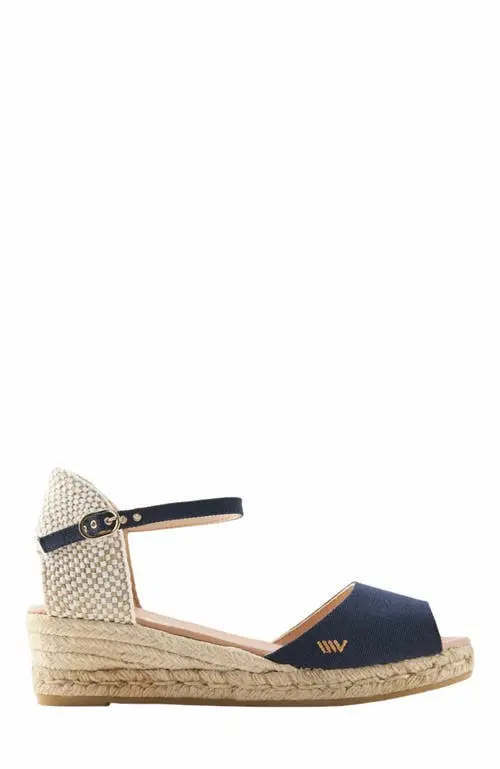 VISCATA Cavall Canvas Espadrille Wedge Sandals - Navy
