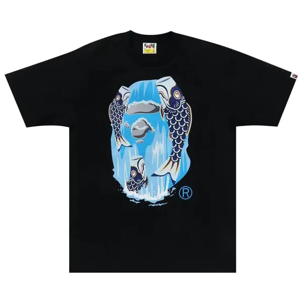 A BATHING APE Koinobori Waterfall Ape Head Tee - Black