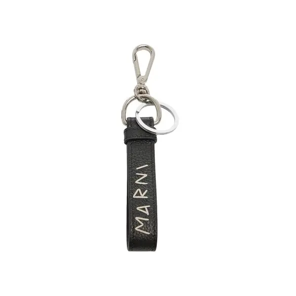 Marni Calf Leather Key Ring - Black