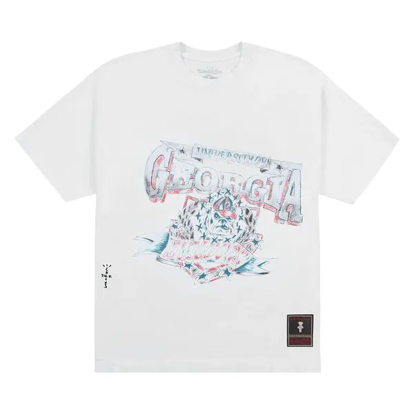 TRAVIS SCOTT Cactus Jack X Mitchell & Ness University Of Georgia Handdrawn Tee - White
