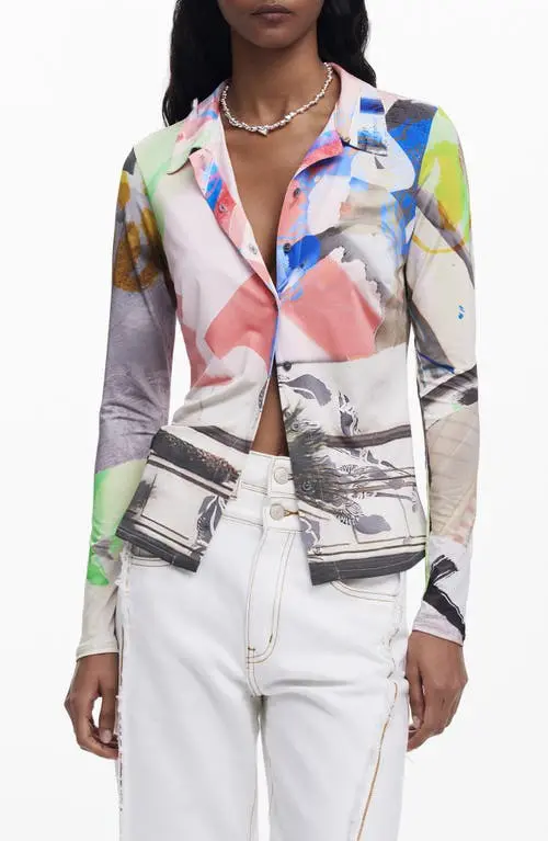 Desigual Abstract Print Shirt - White Multi