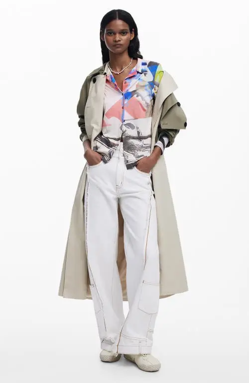 Desigual Abstract Print Shirt - White Multi