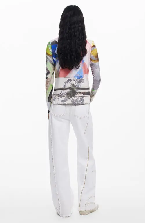 Desigual Abstract Print Shirt - White Multi