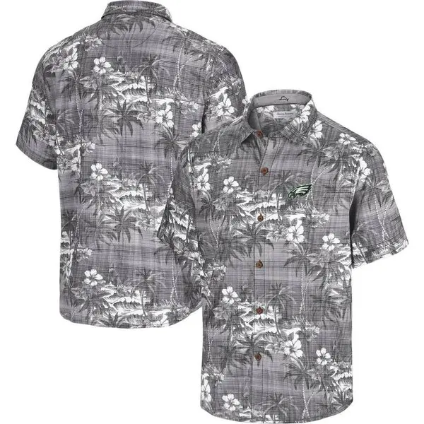 Tommy Bahama Philadelphia Eagles Coconut Point Isla Palmetta Camp Button-up Shirt - Black