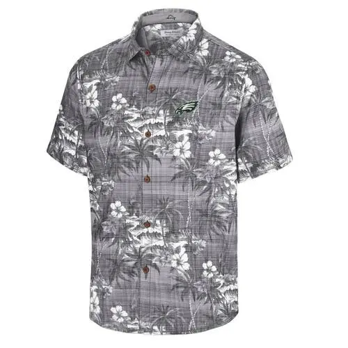 Tommy Bahama Philadelphia Eagles Coconut Point Isla Palmetta Camp Button-up Shirt - Black