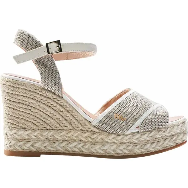 VISCATA Empuria Canvas Espadrille Sandal Wedges - Ivory