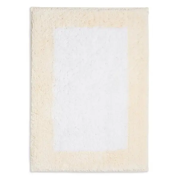 Aqua Bordered Bath Rug Exclusive - Ivory