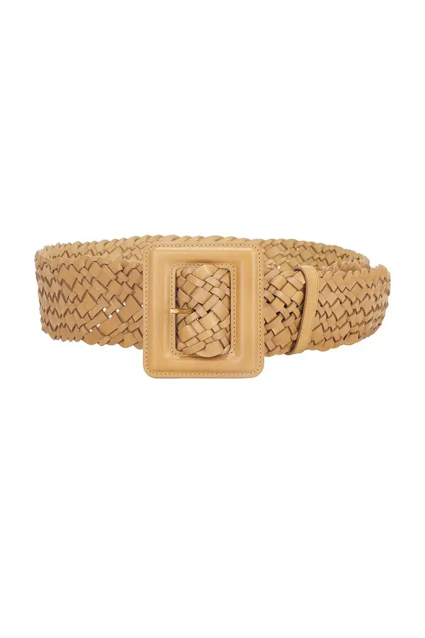 Saint Laurent Woven Leather Belt - Warm Almond