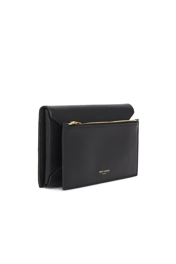 Saint Laurent Large Flap Wallet In Black - Nero