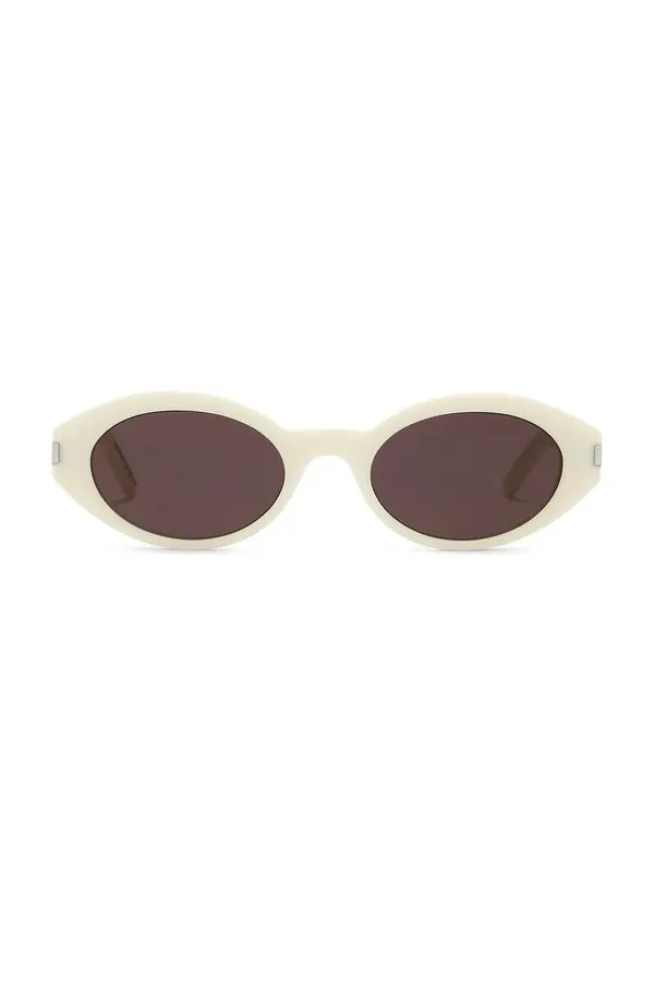 Saint Laurent Oval Frame Sunglasses - Ivory & Black