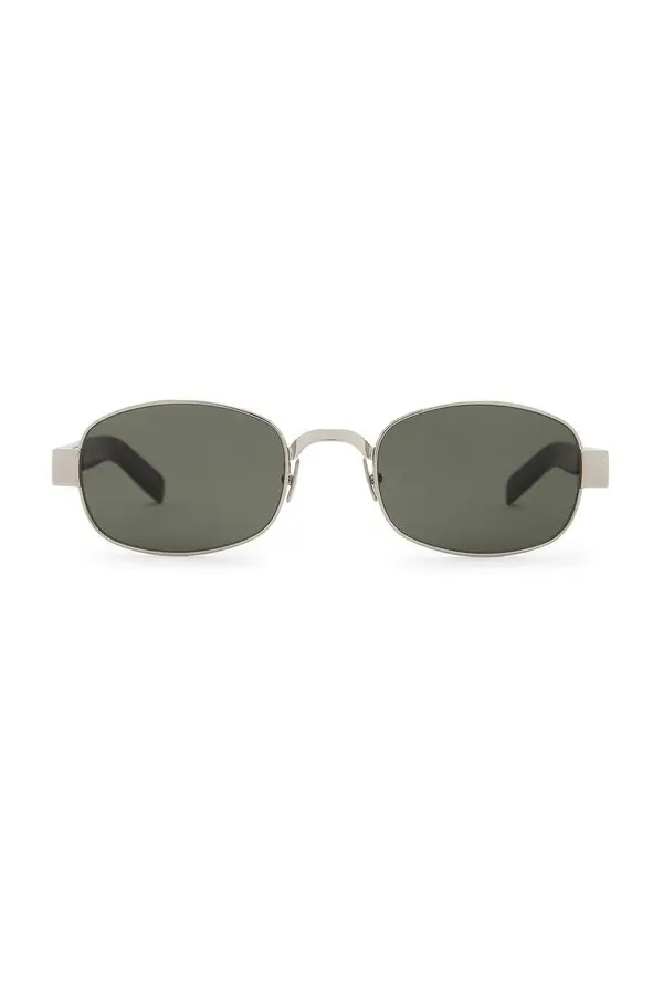 Saint Laurent Rectangular Sunglasses - Silver  Havana  & Grey