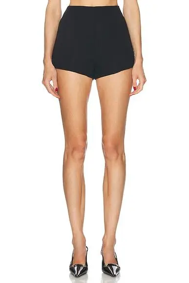 EAVES Naftali Polished Crepe Mini Shorts - Black