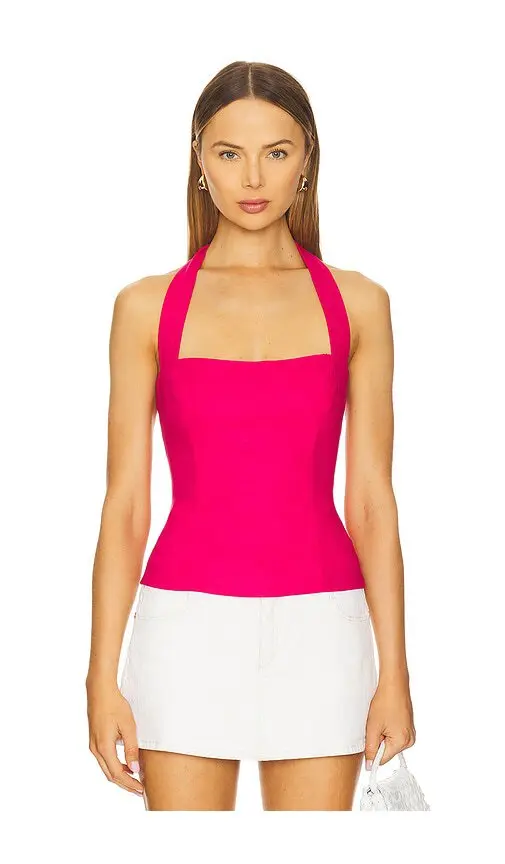 Bardot Raya Linen Halter Top