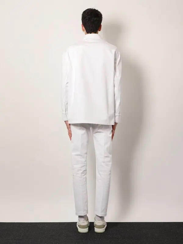 Fendi Denim Jacket With Stitched Ff Logo - White