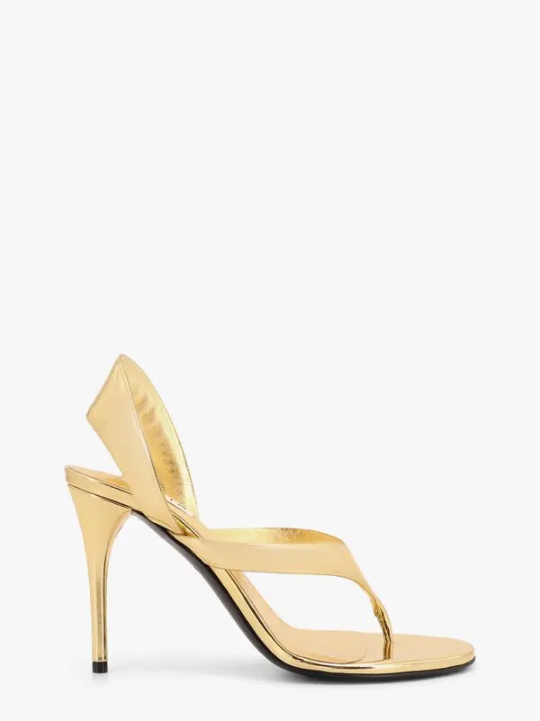 Alaïa Laminated Leather Heel Thong Sandals