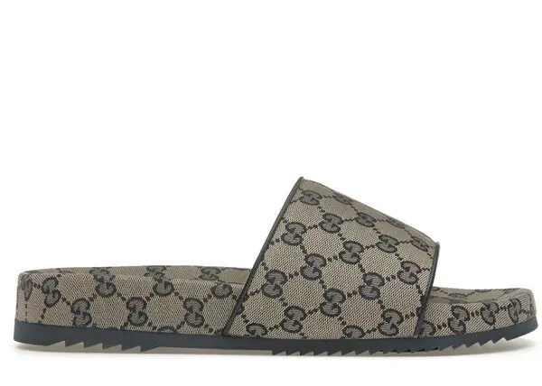 Gucci Gg Monogram Slides - Beige/blue