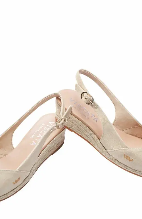 VISCATA Premia Canvas Espadrille Wedges - Beige