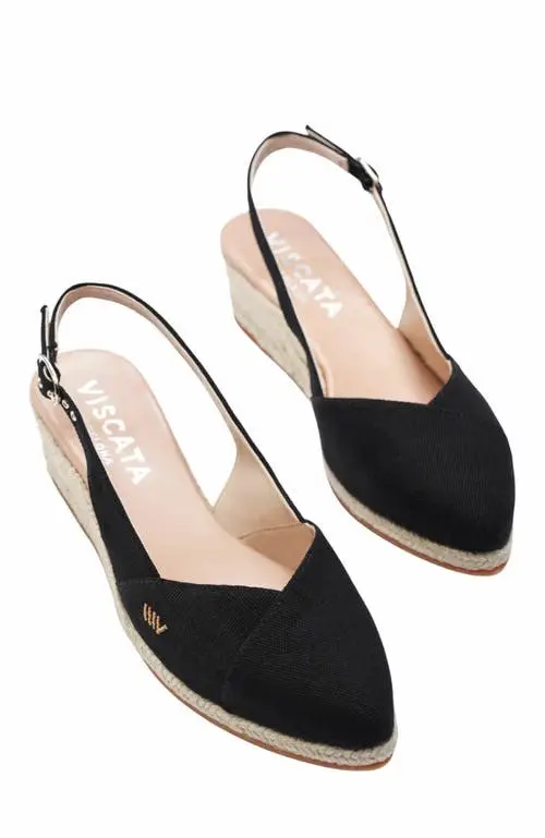 VISCATA Premia Canvas Espadrille Wedges - Black