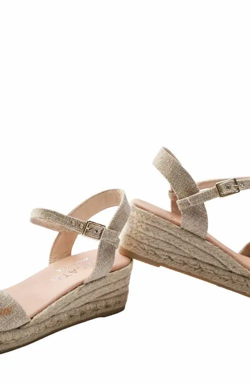 VISCATA Farella Canvas Espadrille Wedge Sandals - Gold
