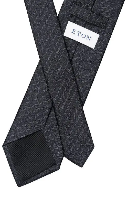 Eton Geometric Silk Neck Tie - Black