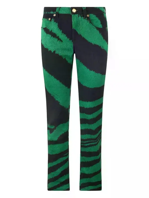 Roberto Cavalli Zebra-print Jeans - Green