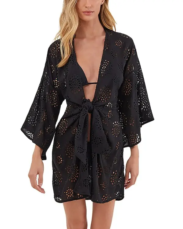 VIX PAULA HERMANNY Perola Eyelet Swim Cover-up - Black