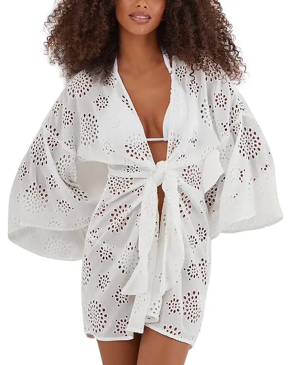 VIX PAULA HERMANNY Perola Eyelet Swim Cover-up - Off White