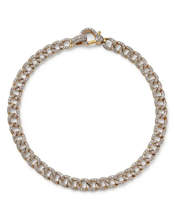 Bloomingdale'S 14k Yellow Chain Link Bracelet With 1.50 Tcw Pave Diamonds - Gold