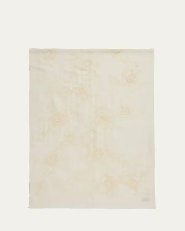 Janavi Blooming Garden Cashmere Scarf - Ivory
