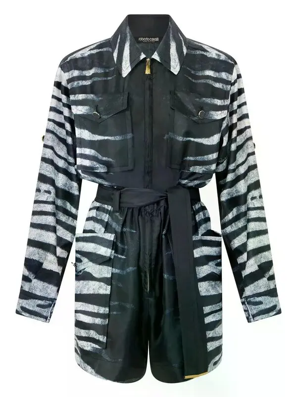 Roberto Cavalli Zebra-print Jumpsuit - Black