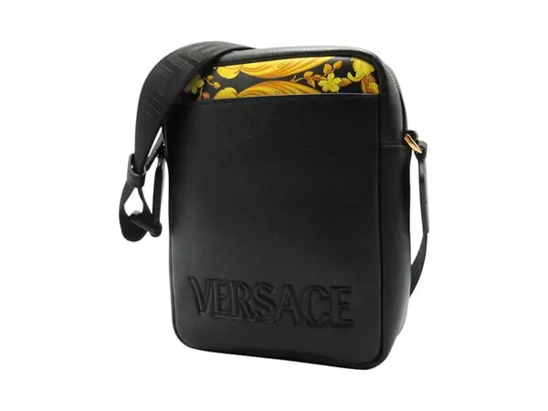 Versace Baroque Leather Print Crossbody Bag