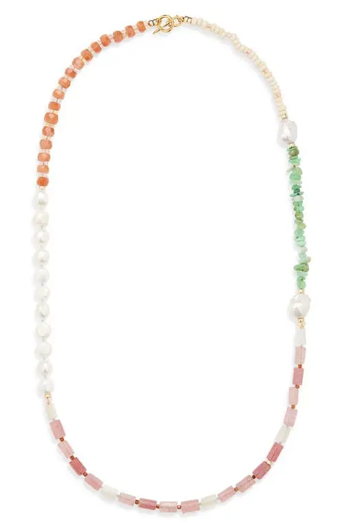 LIZZIE FORTUNATO Cabana Beaded Necklace - Pink/green Multi/pearl