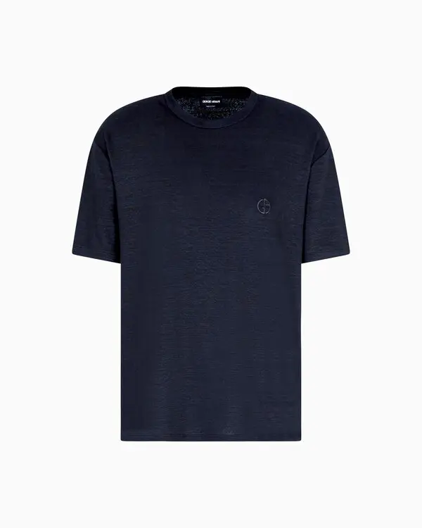 Giorgio Armani Stretch-linen Crew-neck T-shirt - Black