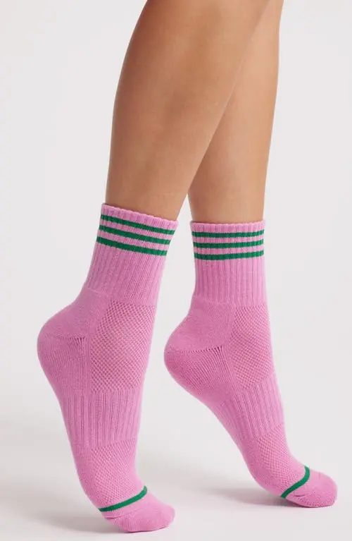 LE BON SHOPPE Girlfriend Stripe Quarter Socks - Rose Pink