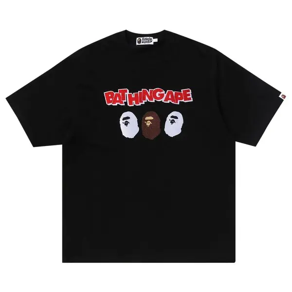 A BATHING APE Triple Ape Head Relaxed Fit Tee - Black