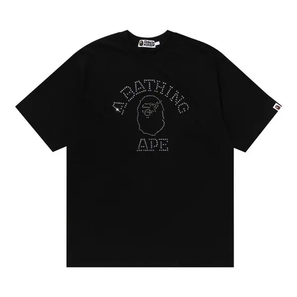 A BATHING APE Rhinestone College Relaxed Fit Tee