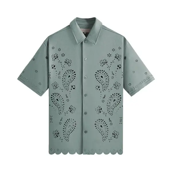 Kith Isaac Microsuede Button Down Shirt 'harbour - Green